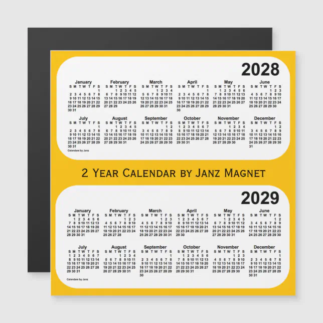 2028-2029 Gold 2 Year Calendar by Janz | Zazzle