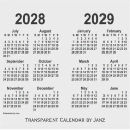 2028-2029 Transparent Calendar by Janz Sticker | Zazzle