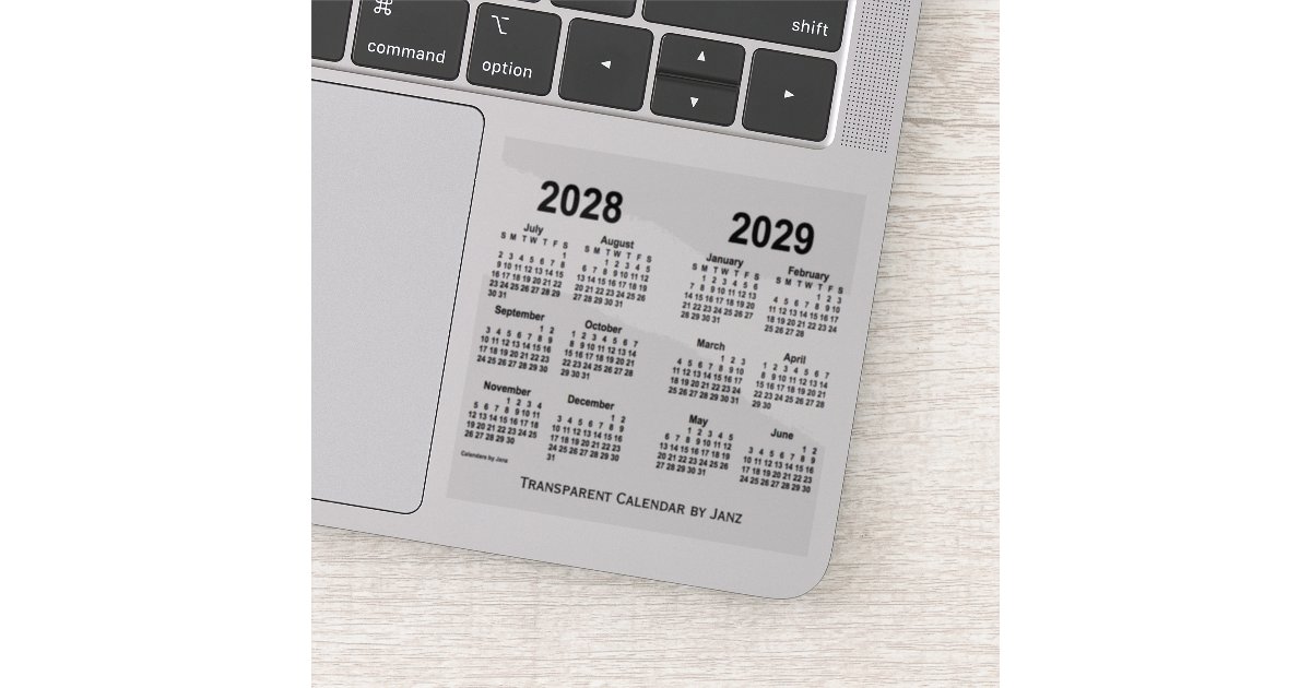 2028-2029 Transparent Calendar by Janz Sticker | Zazzle