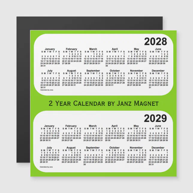 2028-2029 Yellow Green 2 Year Calendar by Janz | Zazzle
