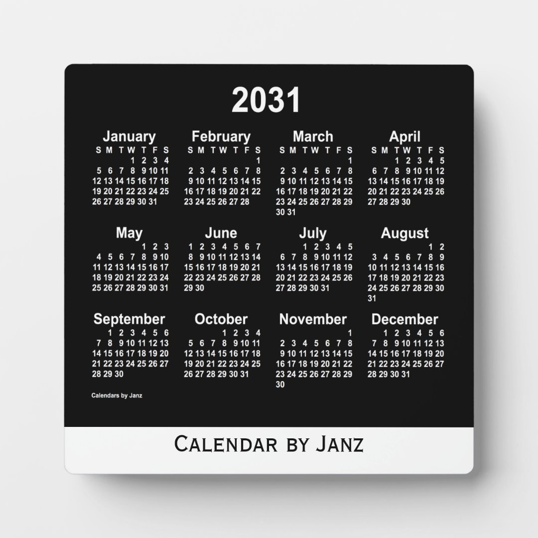 2031 Neon White Desk Calendar by Janz Plaque | Zazzle