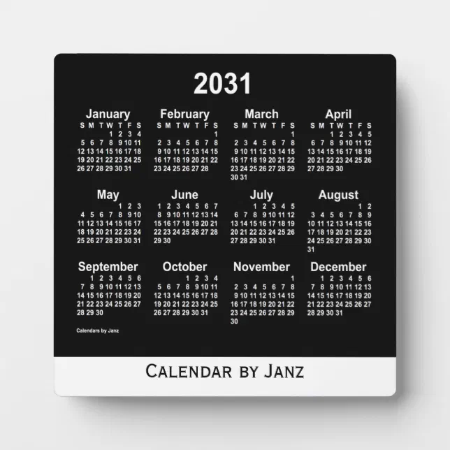 2031 Neon White Desk Calendar by Janz Plaque | Zazzle