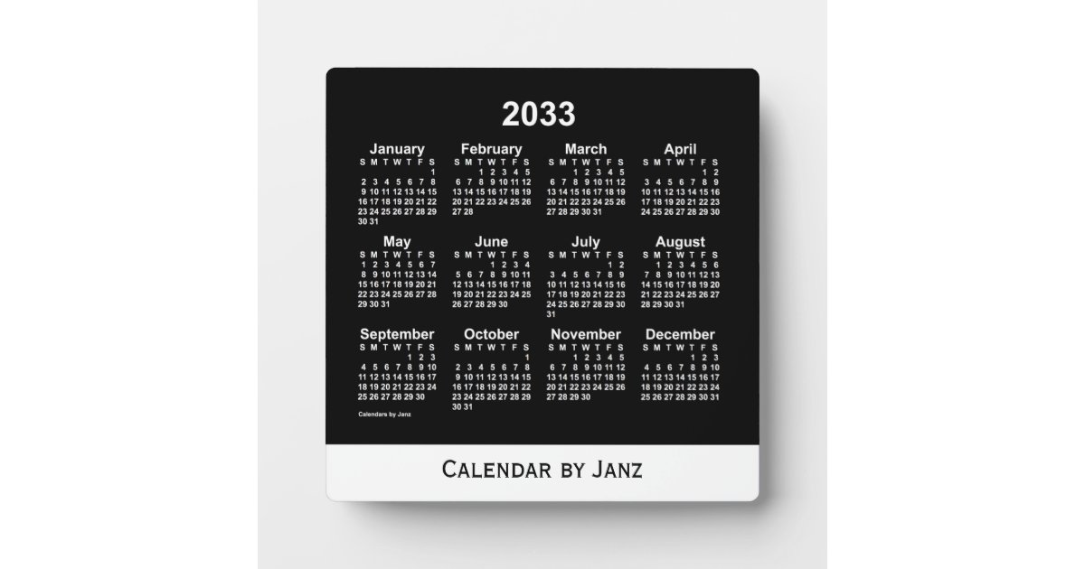 2033 Neon White Desk Calendar by Janz Plaque | Zazzle