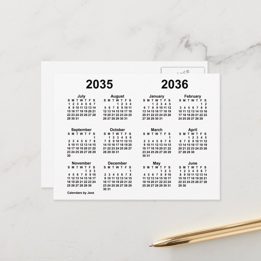 2035-2036 White School Year Calendar by Janz Postcard | Zazzle