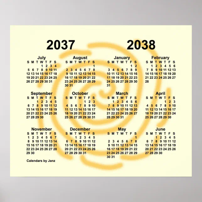 2037-2038 Sunny Days School Year Calendar by Janz Poster | Zazzle