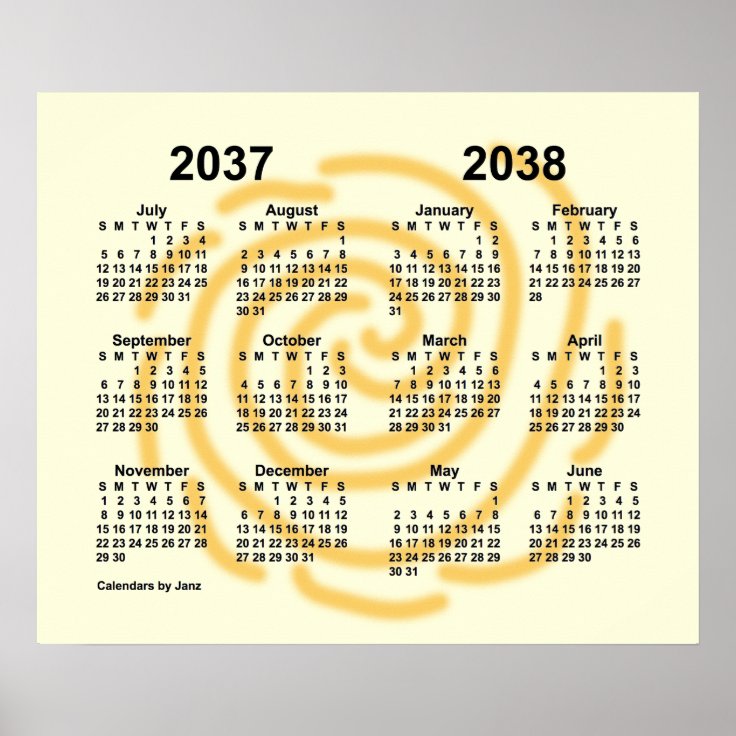 2037-2038 Sunny Days School Year Calendar by Janz Poster | Zazzle