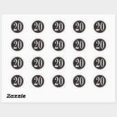 #20 Black Circle (front) Classic Round Sticker | Zazzle