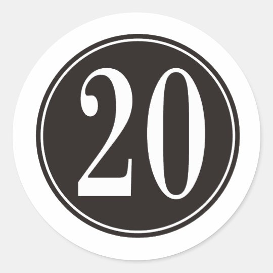 #20 Black Circle (front) Classic Round Sticker | Zazzle.com