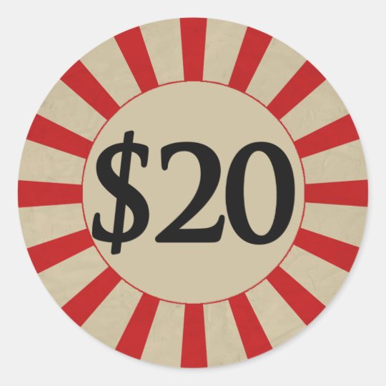 $20 (Dollar) Round Glossy Price Tag | Zazzle.com
