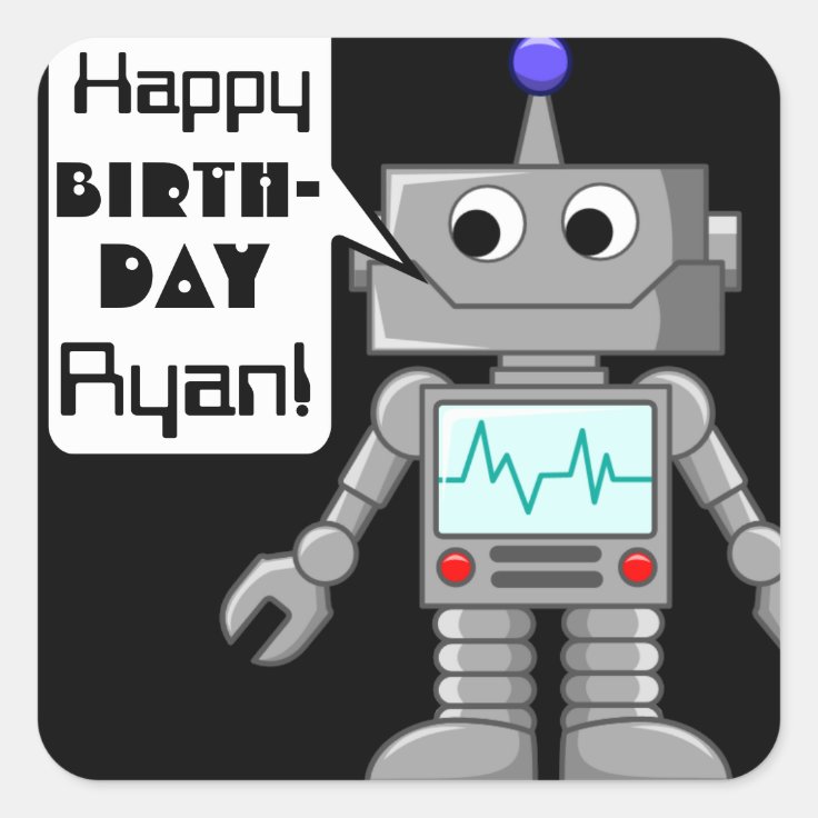 20 Happy Birthday Personalized Robot Stickers | Zazzle