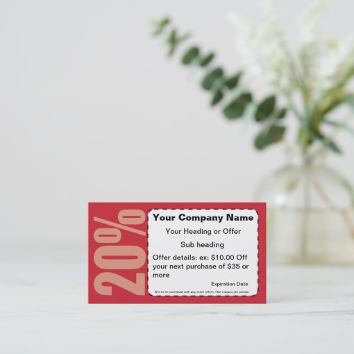 20% Off Coupon Business Card | Zazzle