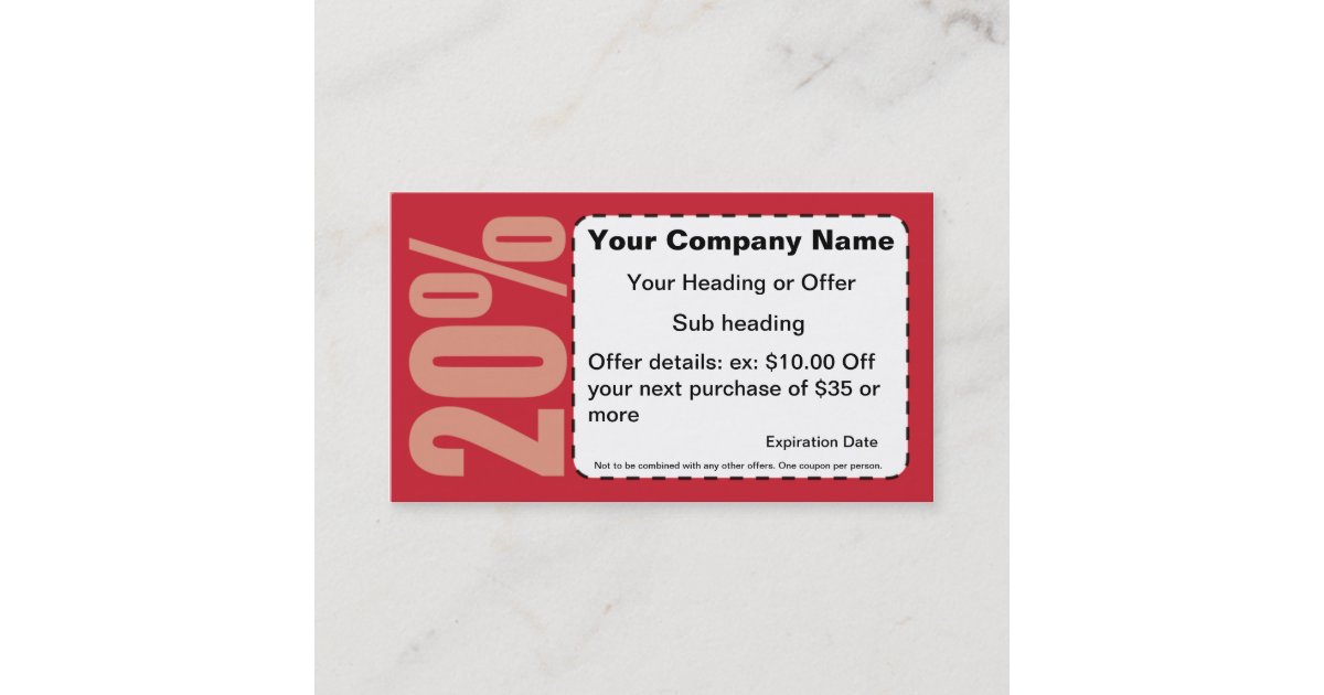 20% Off Coupon Business Card | Zazzle