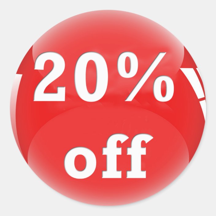 20% Off (Percent) Round Glossy Sticker | Zazzle.com