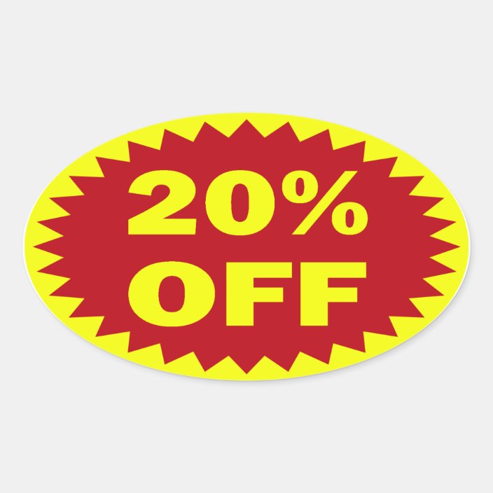 20 Percent Off Oval Sticker | Zazzle.com