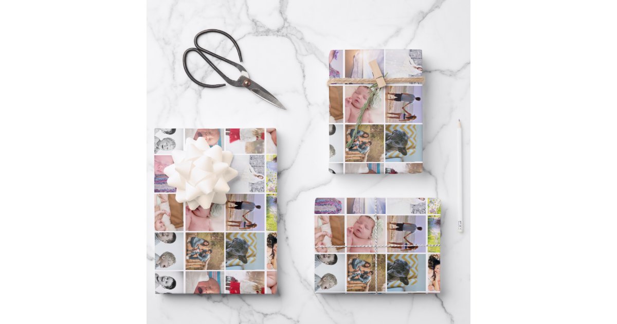 20 Photo Collage Personalized Template Wrapping Paper Sheets | Zazzle