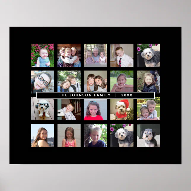 20 Photo Template Collage with Custom Text Poster | Zazzle