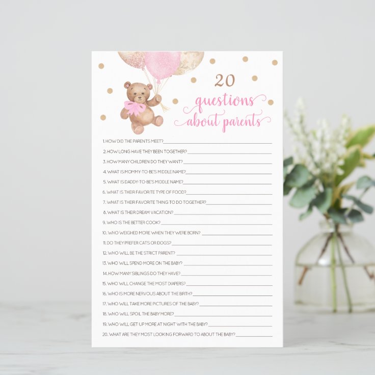 20 Questions About Parents Baby Shower Teddy Bear | Zazzle