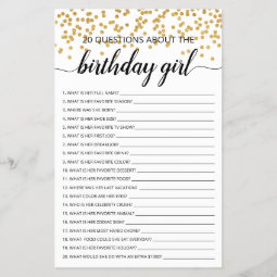 20 Questions about the Birthday Girl Birthday game | Zazzle