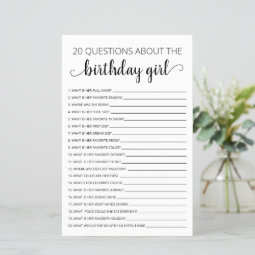 20 Questions about the Birthday Girl Birthday game | Zazzle