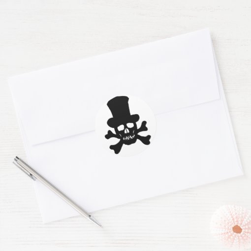 20 Stickers Poison Skull and Crossbones Top Hat | Zazzle