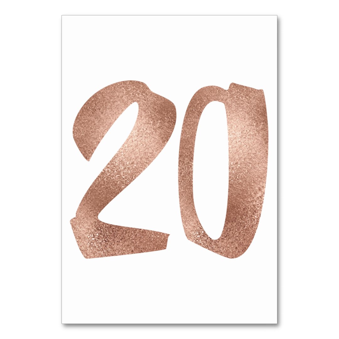 20 Table Number White Metallic Pink Rose Gold Table Number | Zazzle