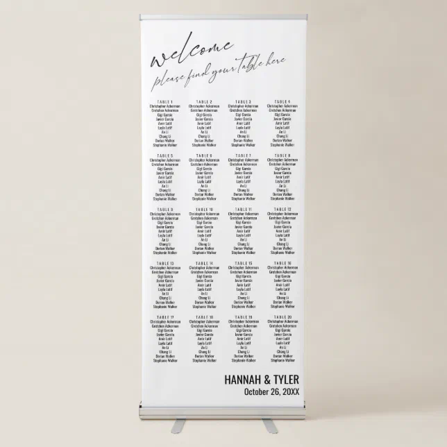 20 Tables Wedding Reception Simple Seating Chart Retractable Banner ...