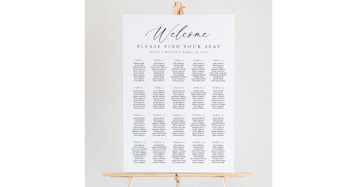 20 Tables Welcome Seating Chart | Zazzle