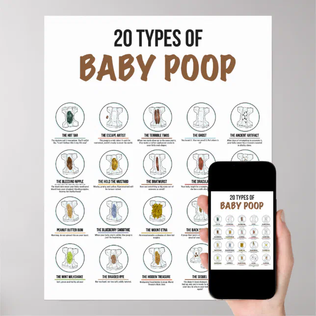 20 Types of Baby Poop Poster | Zazzle