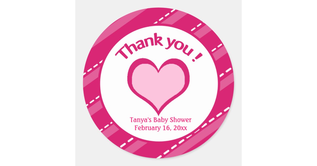 20 Valentines Day Heart Thank you Stickers | Zazzle