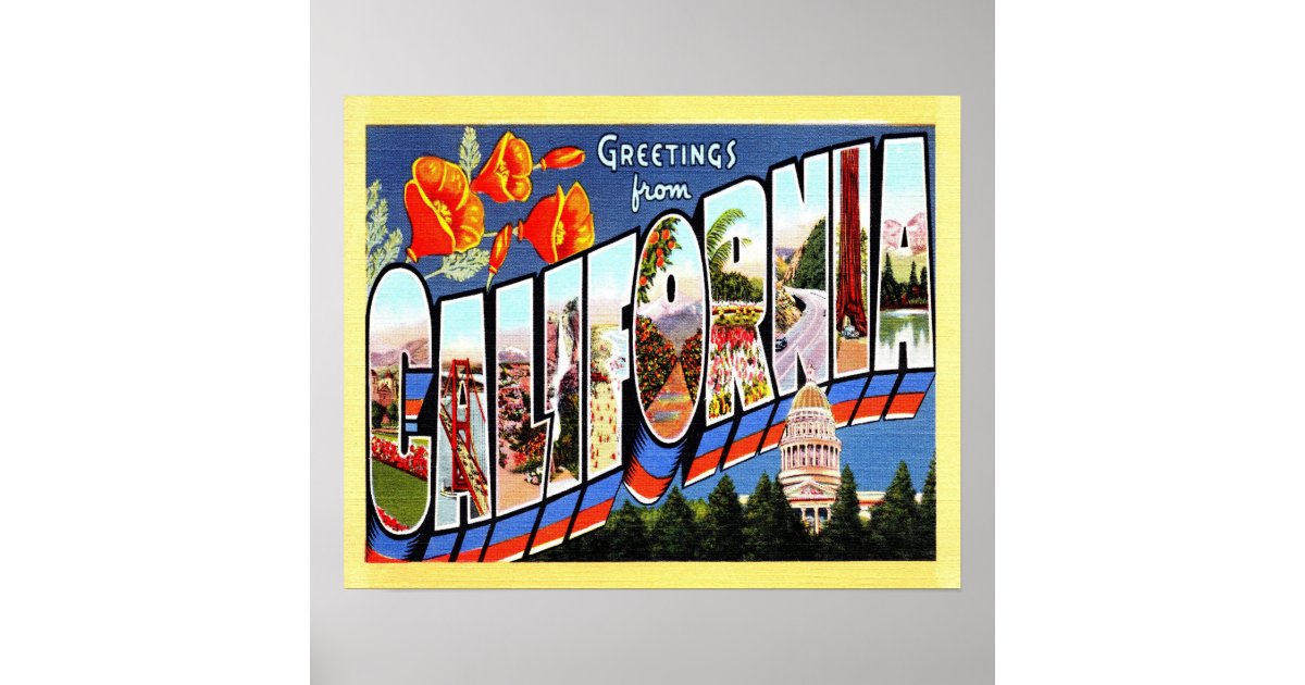 20 x 16 Greetings from California Poster | Zazzle