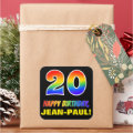 20th Birthday: Bold, Fun, Simple, Rainbow 20 Square Sticker | Zazzle