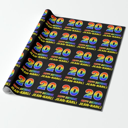 20th Birthday: Bold, Fun, Simple, Rainbow 20 Wrapping Paper | Zazzle