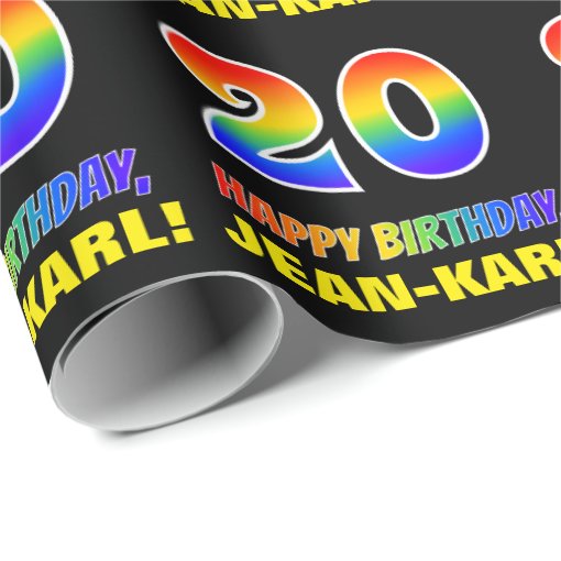 20th Birthday: Bold, Fun, Simple, Rainbow 20 Wrapping Paper | Zazzle
