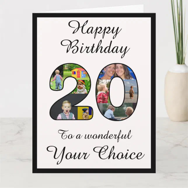 20th Birthday Happy 20 Text and Photo Template | Zazzle