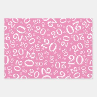 20th Birthday Pink & White Number Pattern 20 Wrapping Paper Sheets | Zazzle
