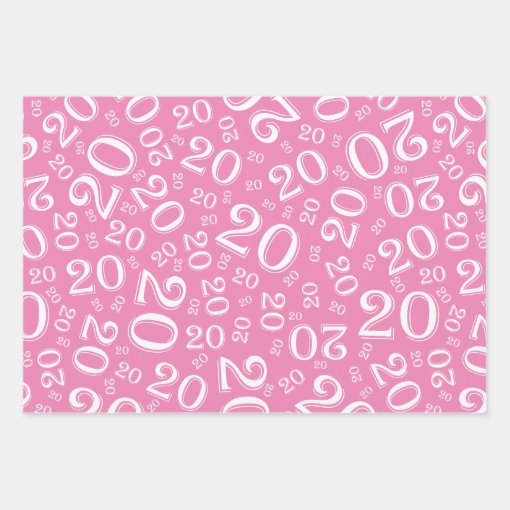 20th Birthday Pink & White Number Pattern 20 Wrapping Paper Sheets | Zazzle
