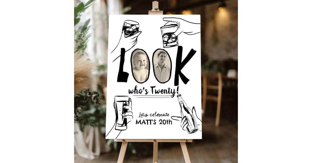 20th Birthday Welcome Sign Template, Male 20th Bir | Zazzle