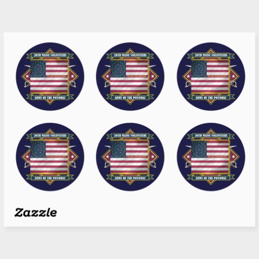 20th Maine Classic Round Sticker | Zazzle