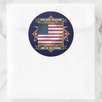 20th Maine Classic Round Sticker | Zazzle
