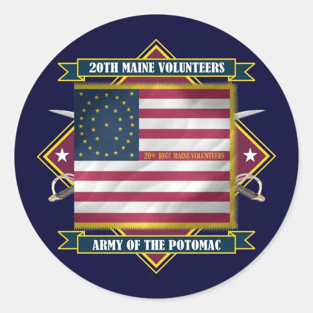 20th Maine Classic Round Sticker | Zazzle