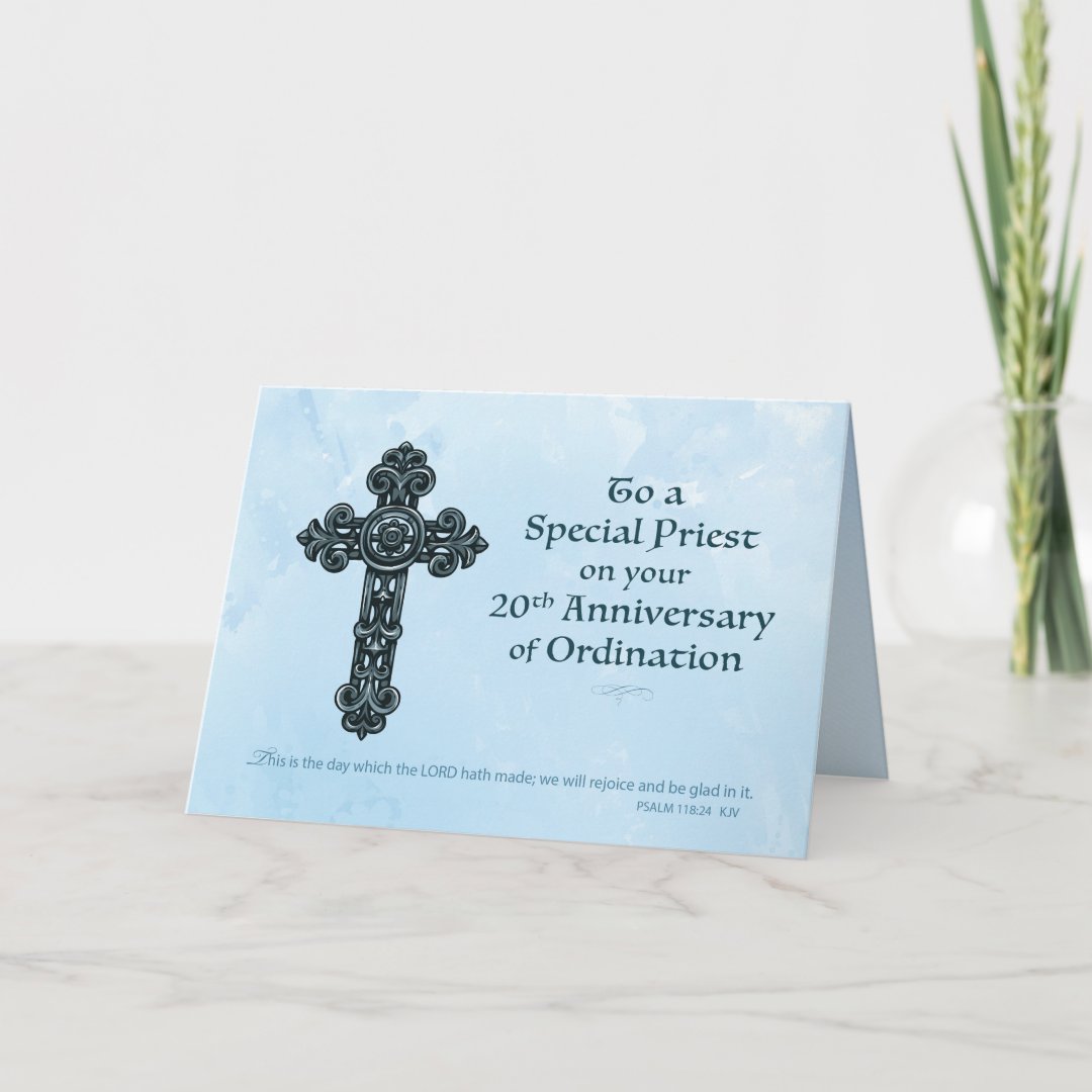 20th Ordination Anniversary Priest, Ornate Cross Card | Zazzle