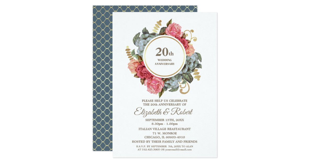 20th Wedding Anniversary Party Invitations | Zazzle.com