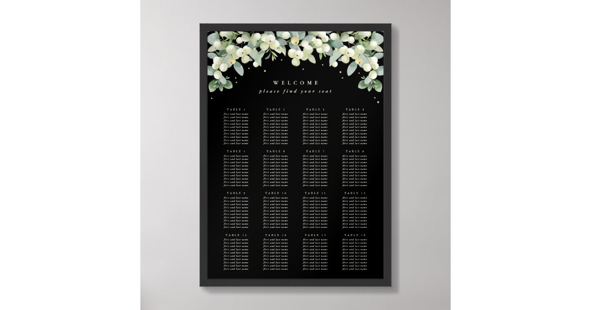 20x28" 16 Tables of 10 Seating Chart Poster | Zazzle