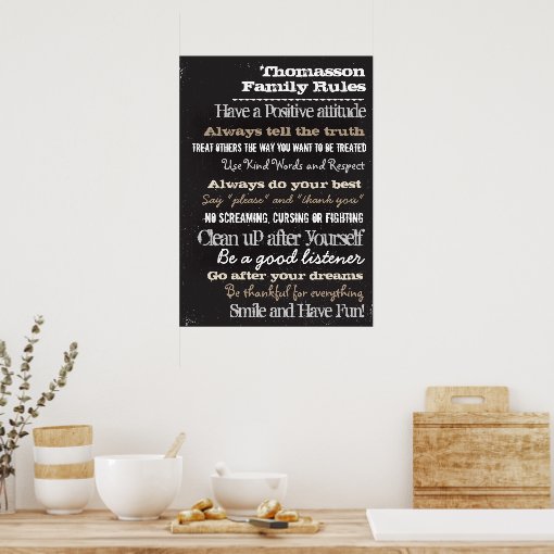 20x28 Chalk Personalized Family Rules House Sign | Zazzle