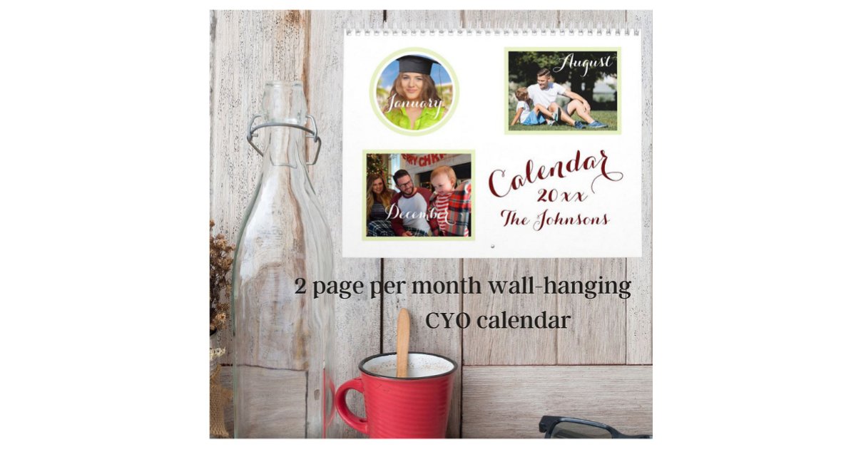 20XX Family Photo Personalized Unique Monthly Calendar | Zazzle