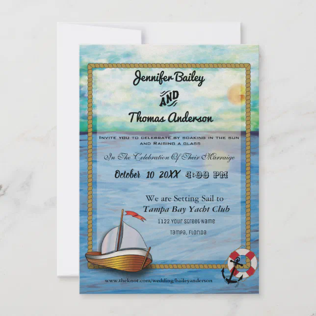 20XX Sail Boat Watercolor Wedding Invitation | Zazzle