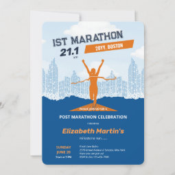 21.1km 1ST Marathon-Post Marathon Party Invitation | Zazzle