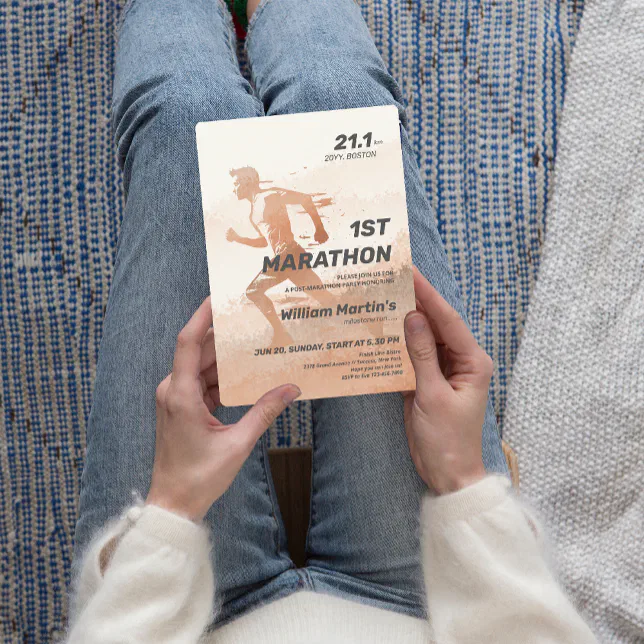 21.1miles 1ST Marathon-Post Marathon Party Invitation | Zazzle