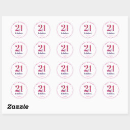 21 and Fabulous 21st Birthday Classic Round Sticker | Zazzle