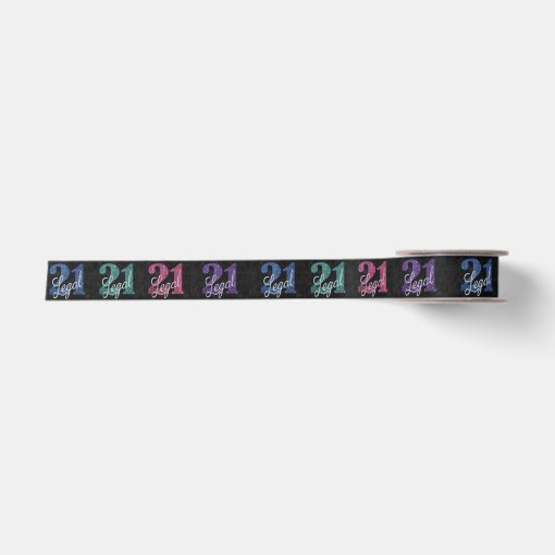 21 and Legal | 21st Birthday Chic Colorful Glitter Satin Ribbon | Zazzle